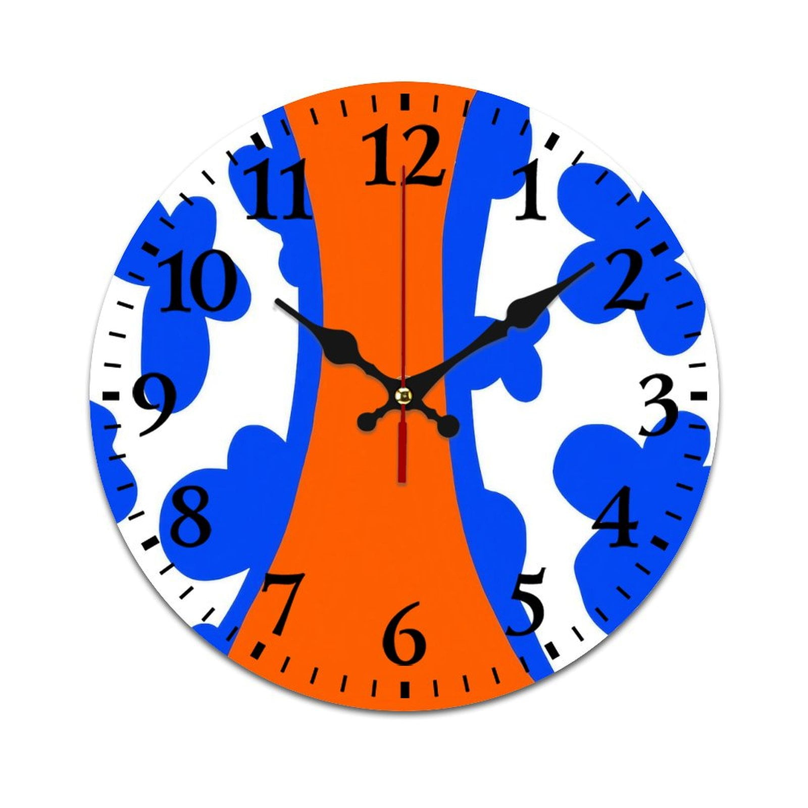 Blue And Orange Wall Clock Modern Design Clocks Wall Hanging Home ...