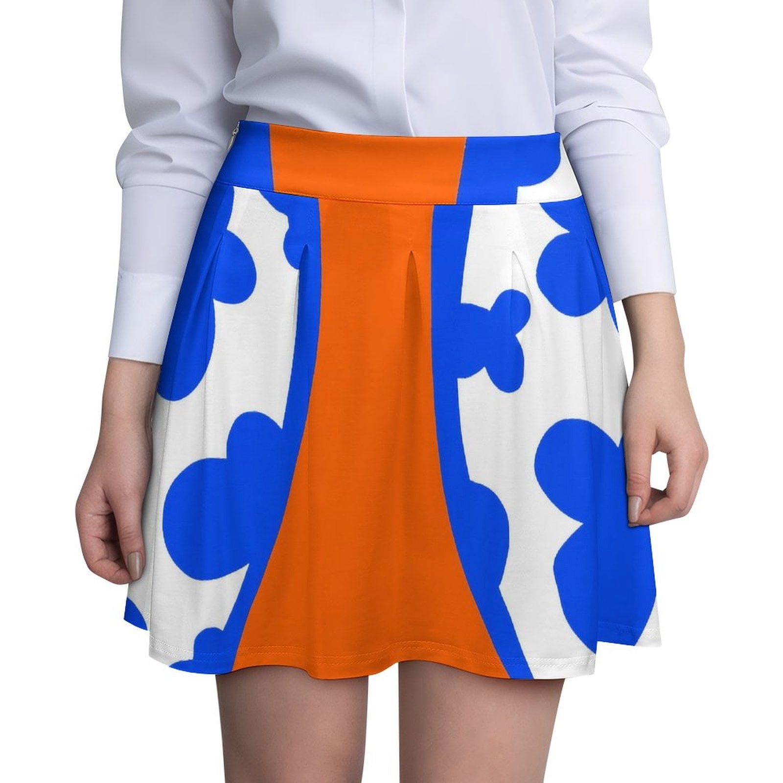 Blue And Orange Women's Casual Mini Skirt Invisible Zipper Summer ...