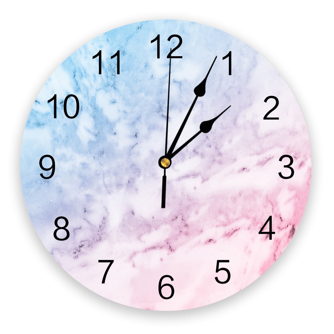 Blue And Pink Silent Decorative Wall Clock Digital Clock Operated Round ...