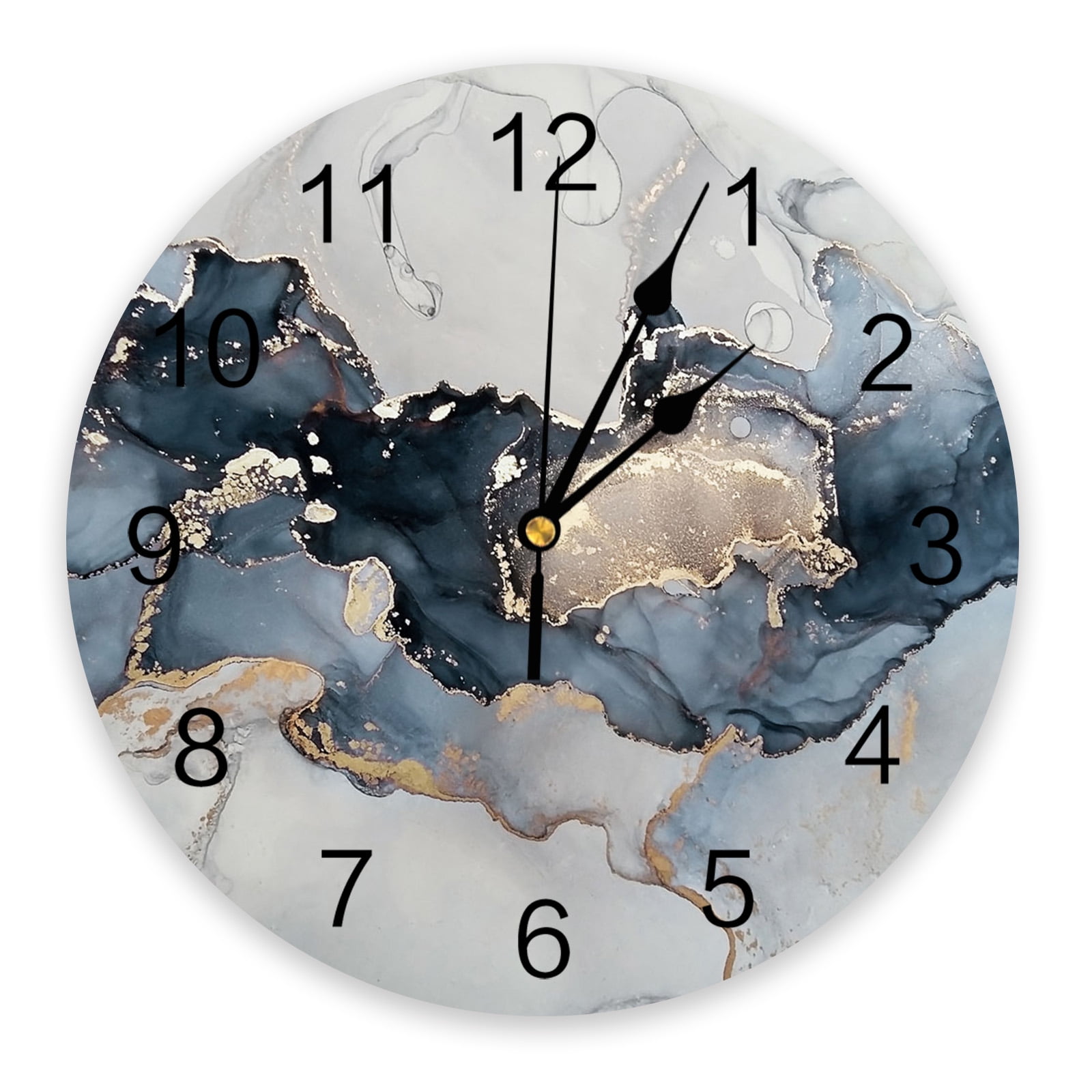 Blue And Pink Silent Decorative Wall Clock Digital Clock Operated Round ...