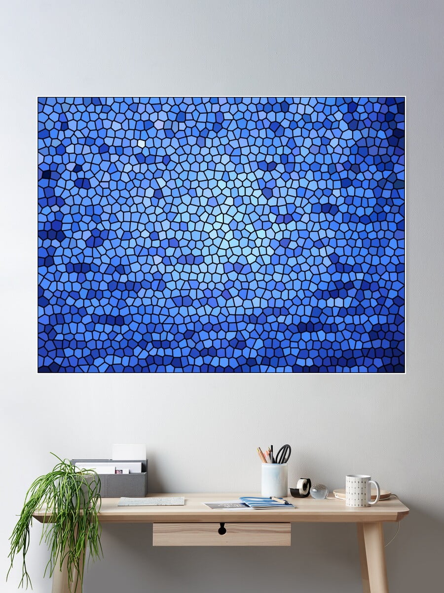Blue And Purple Color Stained Glass Pattern Poster Wall Art, Modern ...