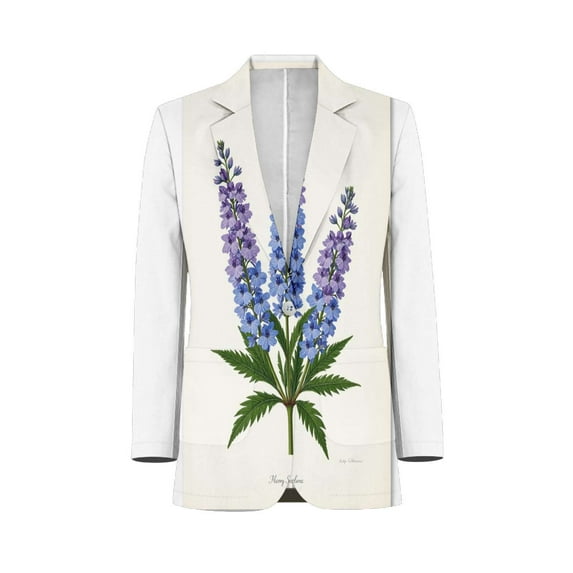 Blue And Purple Flower Illustration Men Blazers Slim Clothing Summer ...