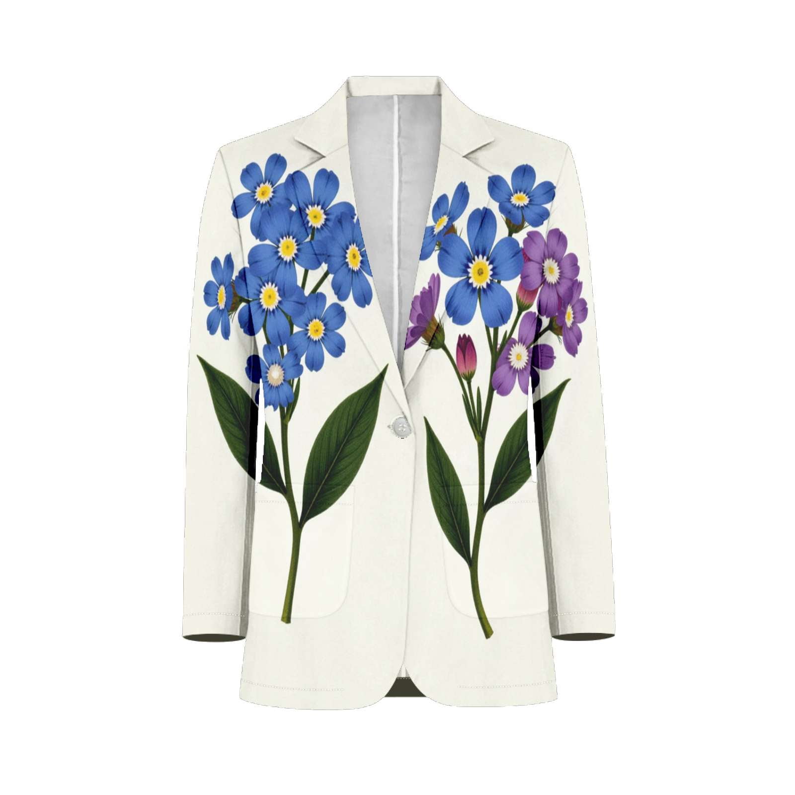 Blue And Purple Flowers Illustrated Customized Men's Suits full man ...