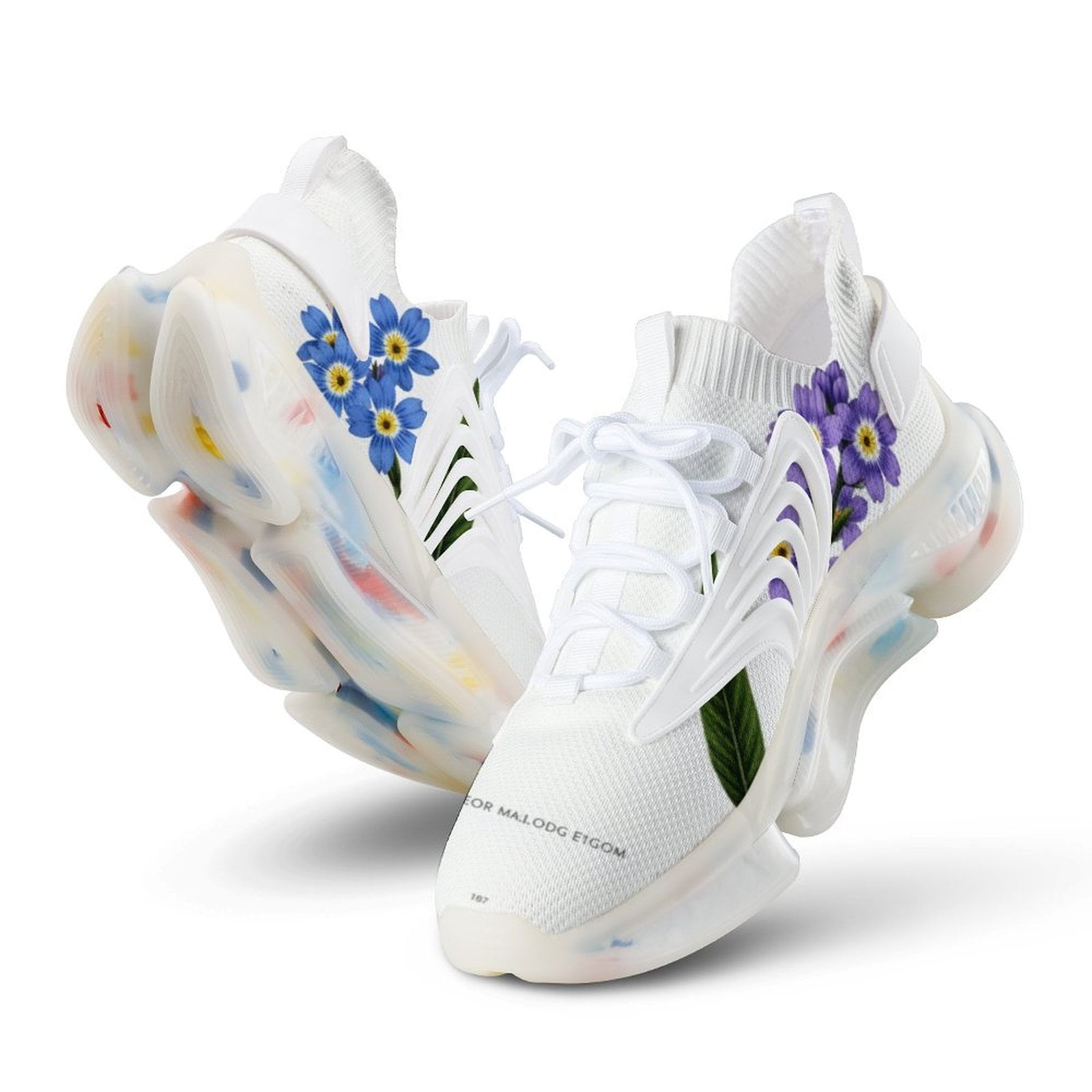 Blue And Purple Flowers Walking Shoes for Men Woman Lightweight Tennis ...