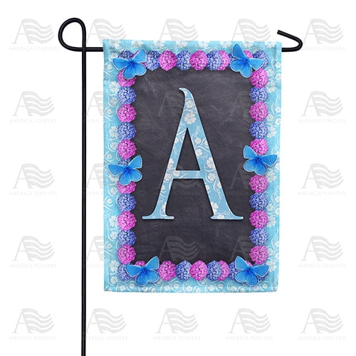 Blue And Purple Hydrangea Monogram Elegant Initial Botanical Outdoor ...