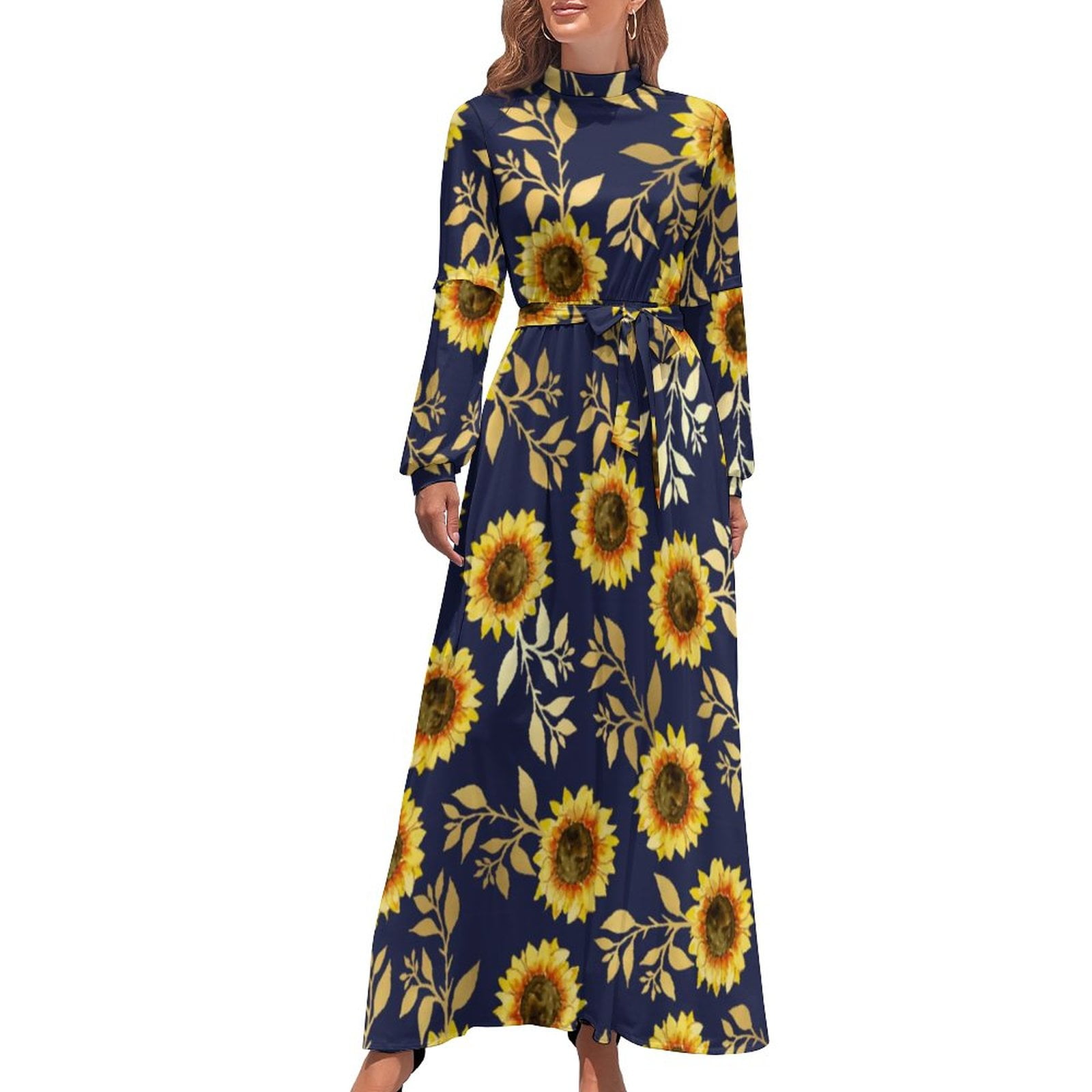 Blue And Purple Sunflower Dress Floral Print Streetwear Boho Beach ...