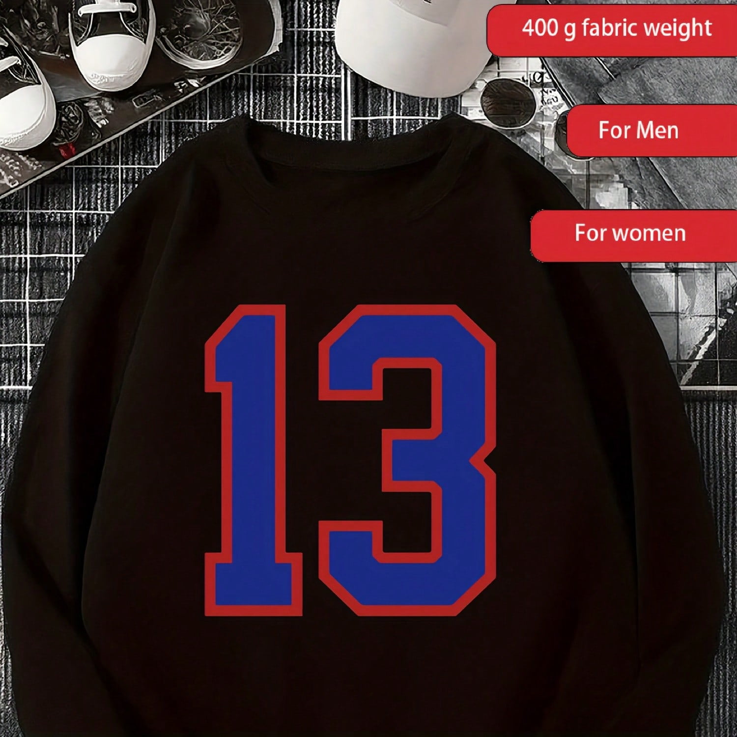 Blue And Red Number 13 Print S Cotton Sual Spor For Baseball Fans ...