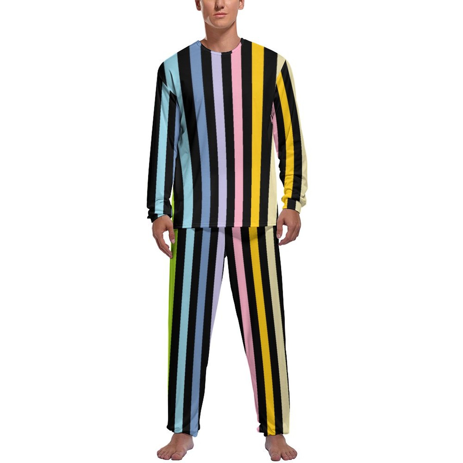 Blue And Red Striped Pajamas Spring 2 Piece Stars Print Retro Pajama ...