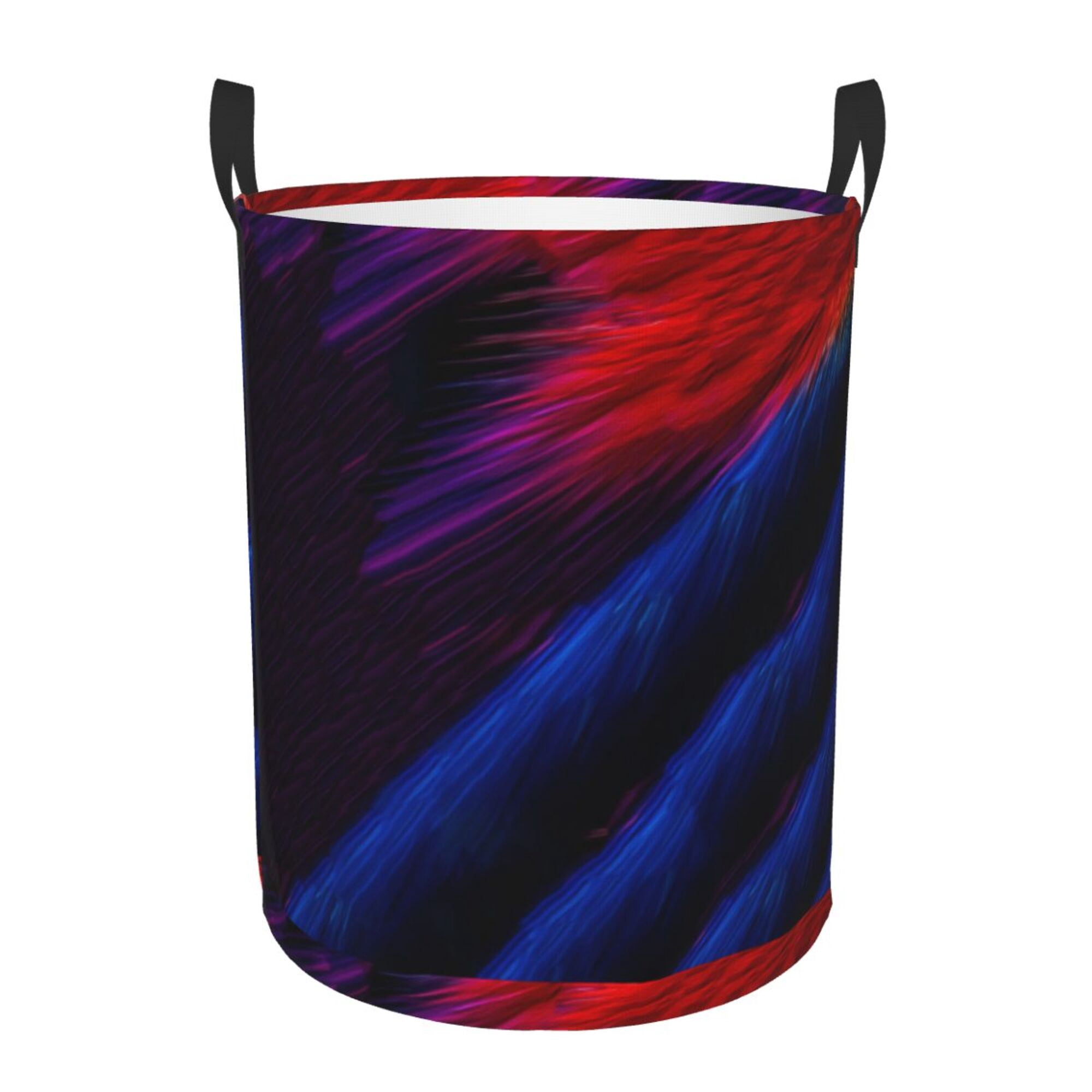 Blue And Red Velvet Circular Laundry Basket (With Handle) Waterproof ...