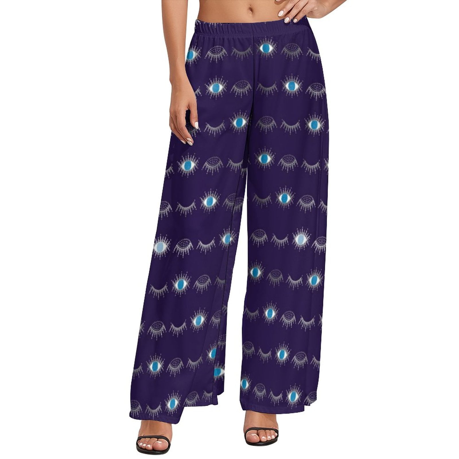 Blue And Silver Evil Eye Pants Elastic Waist Greek Amulet Trendy ...