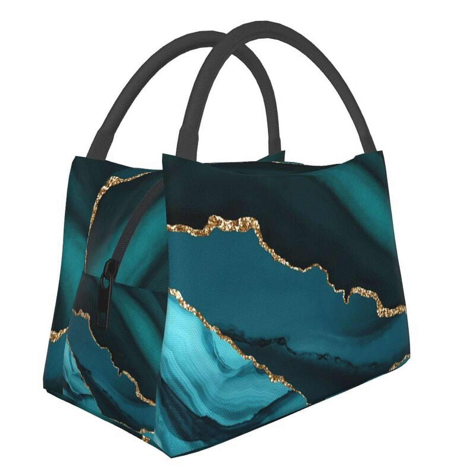 Blue And Turquoise Agate Gemst Insulated Lunch Bag for Women Waterproof ...