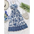 Blue And White 2 Floral Print Sleeveless Midi Dress With Side Cutouts ...