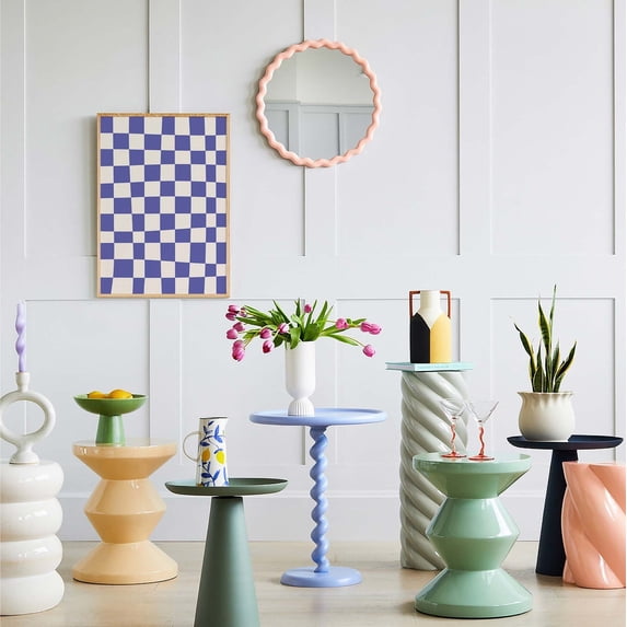 Blue And White Abstract Poster Trendy Checkered 70S Retro Art Cute Wall ...