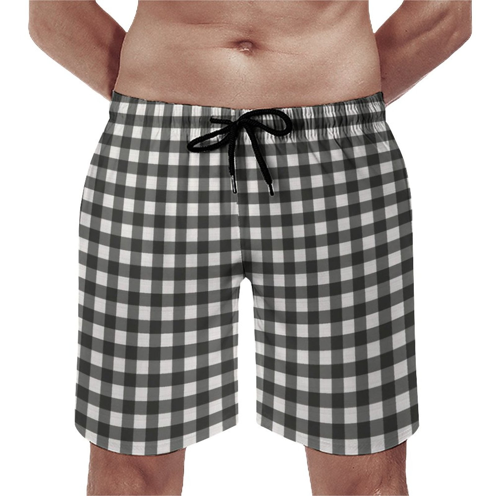 Blue And White Checkerboard Board Shorts Vintage Checker Print Beach ...
