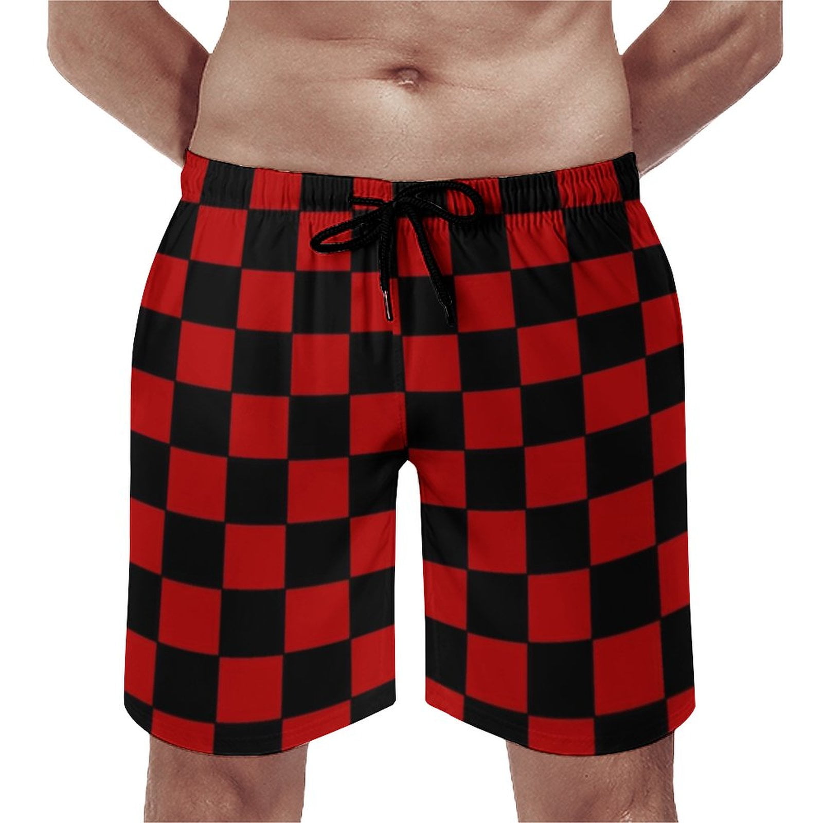 Blue And White Checkerboard Board Shorts Vintage Checker Print Beach ...