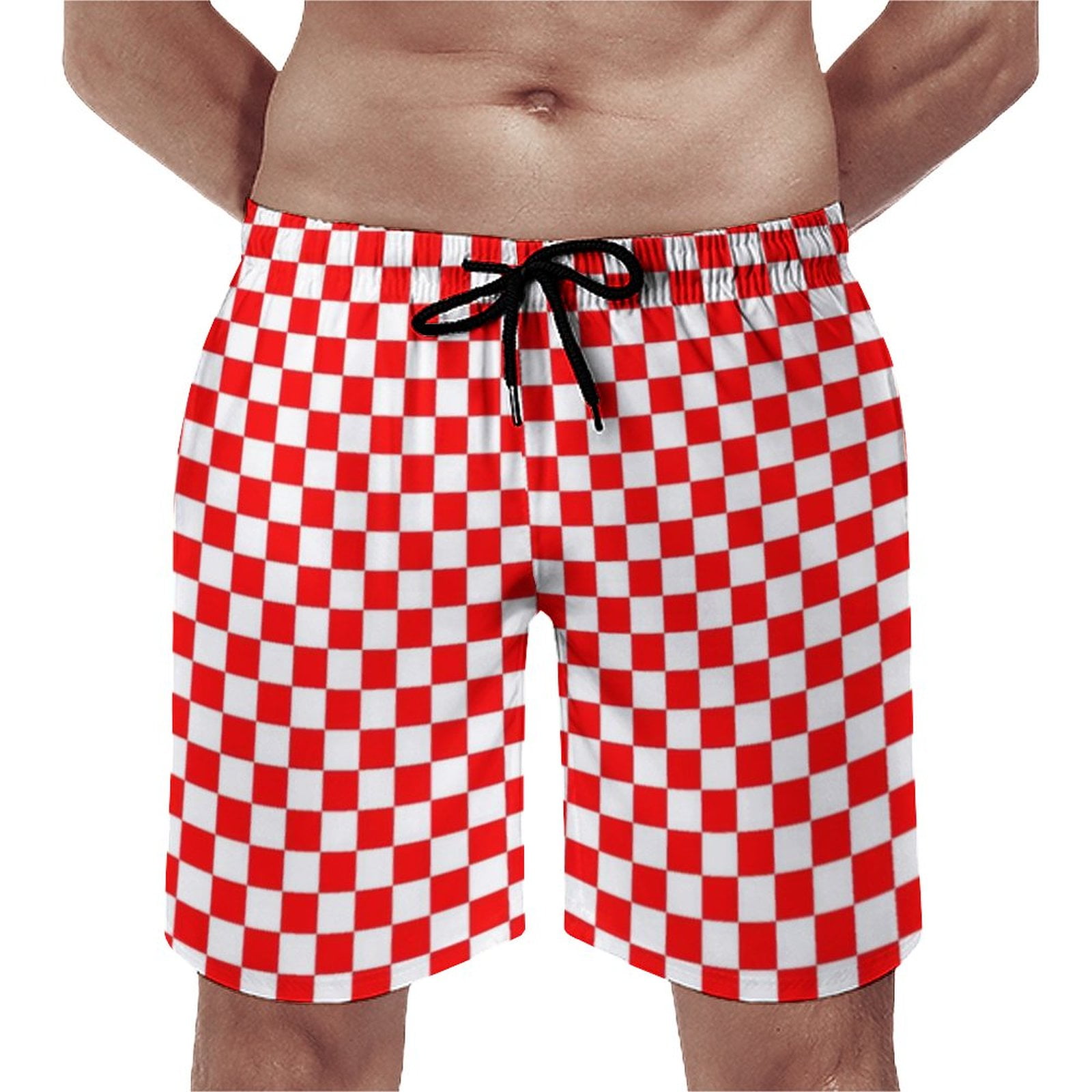 Blue And White Checkerboard Board Shorts Vintage Checker Print Beach ...