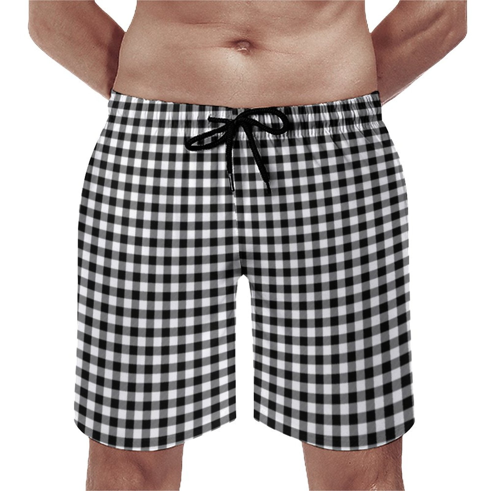 Blue And White Checkerboard Board Shorts Vintage Checker Print Beach ...