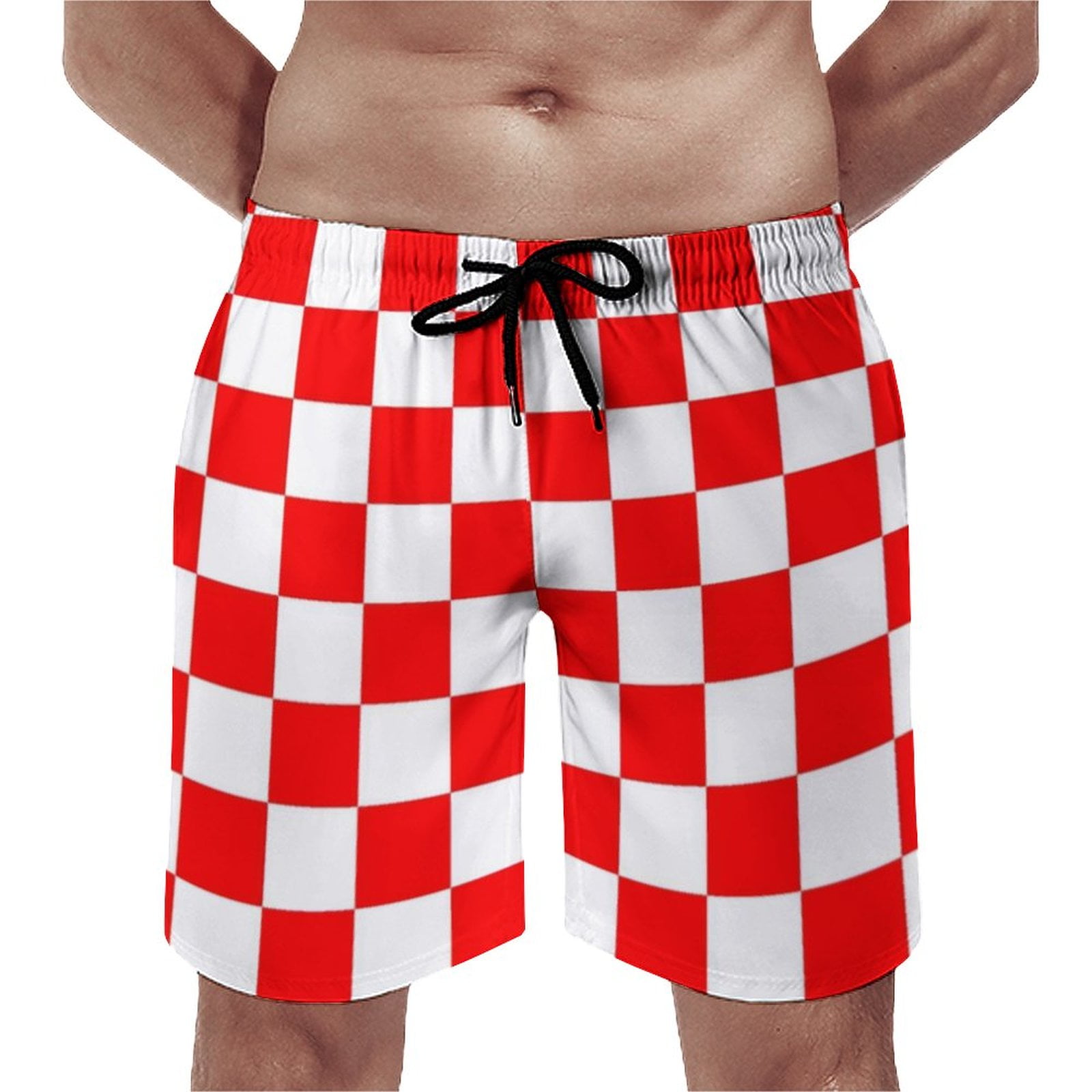 Blue And White Checkerboard Board Shorts Vintage Checker Print Beach ...