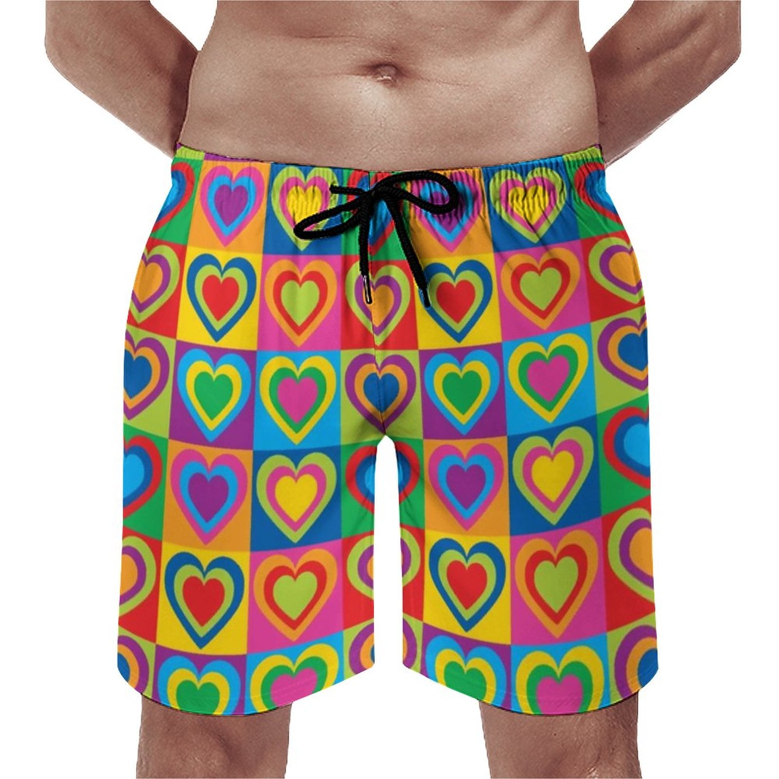 Blue And White Checkerboard Board Shorts Vintage Checker Print Beach ...