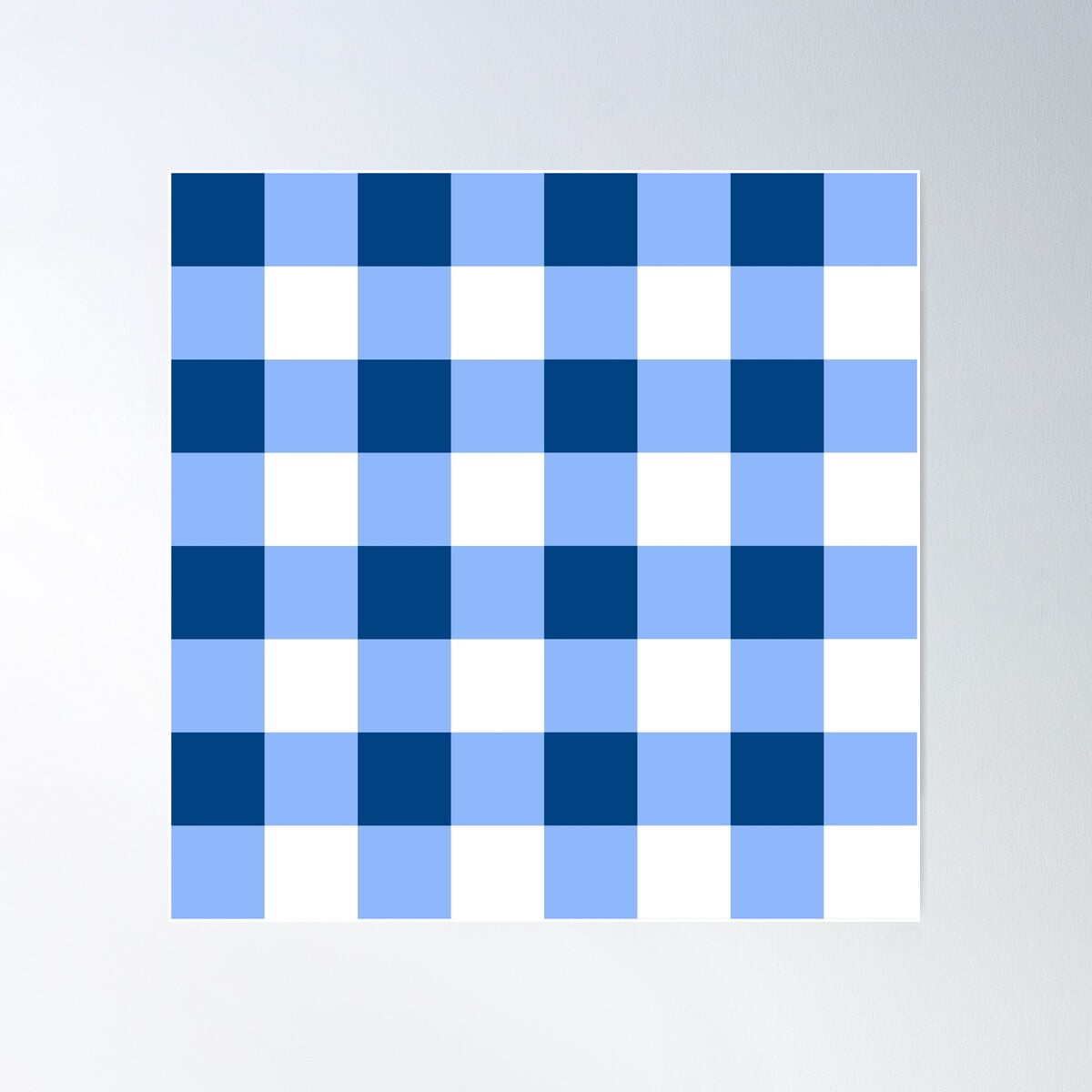 Blue And White Checkerboard Grid Squares Poster Wall Art, Modern Wall ...