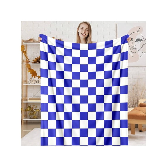 Blue And White Checkered Pattern Soft Throw Blanket - Multicolor 5 ...