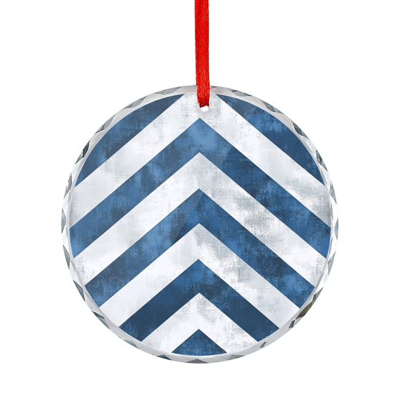 Blue And White Chevron Christmas Ornament Holiday Home Decor Geometric ...