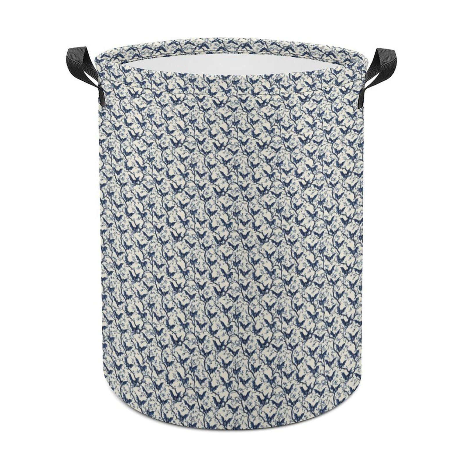 Blue And White Chinoiserie Bat Large Dirty Clothes Hamper Foldable ...