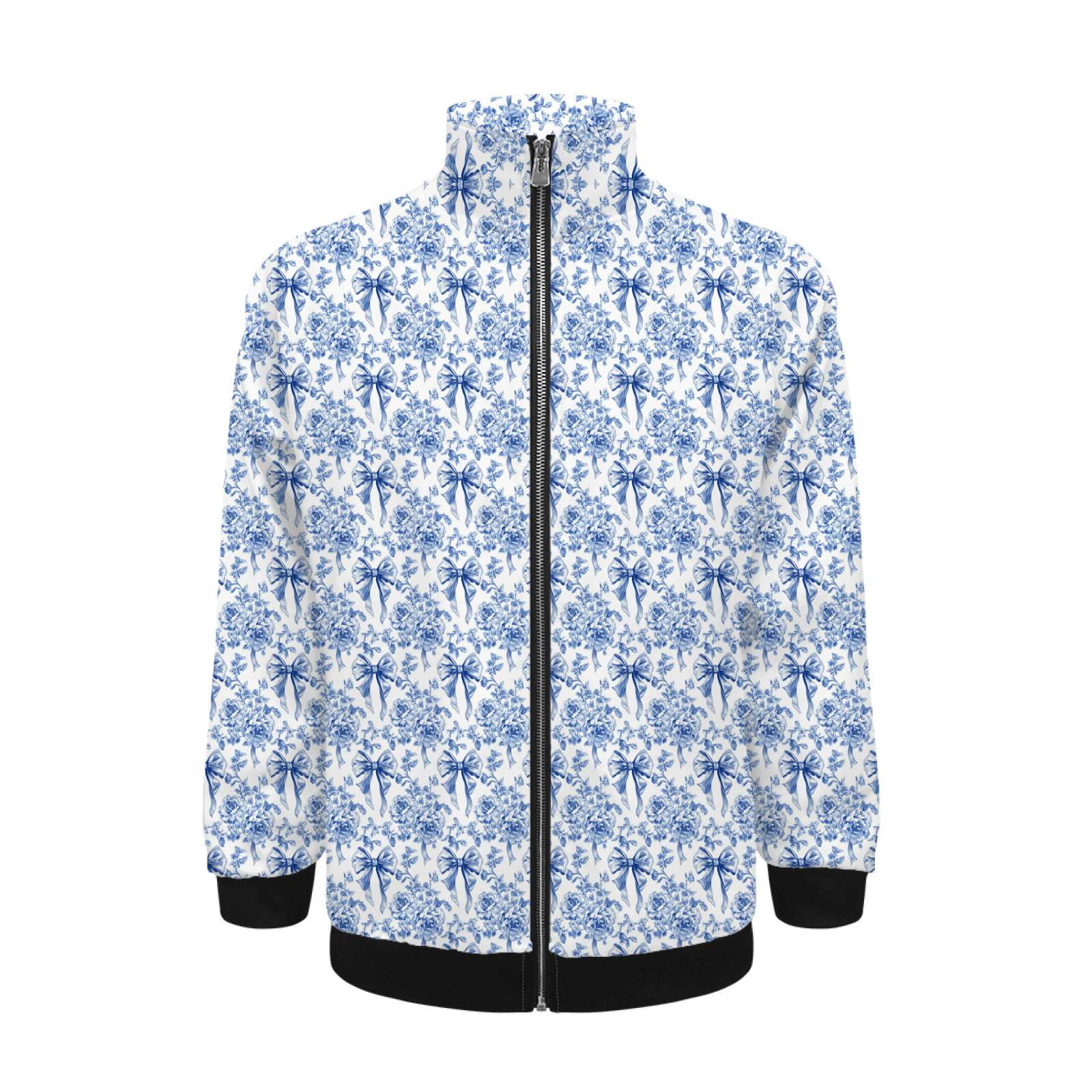 Blue And White Chinoiserie Flower Bow Jacket Men's Street Cool Long ...