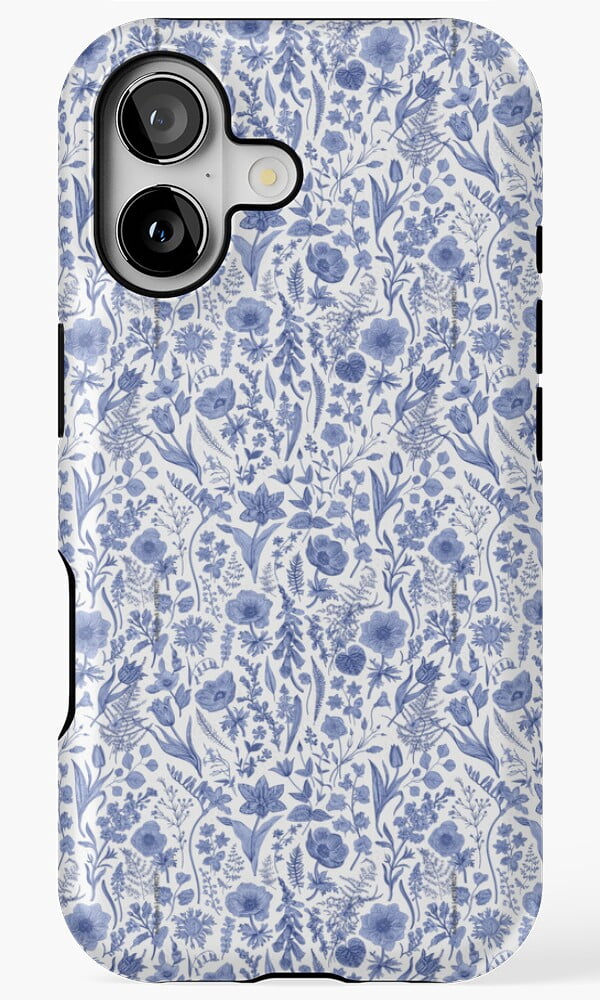 Blue And White Floral Aesthetic Pattern Phone Case for iPhone 11 12 13 ...