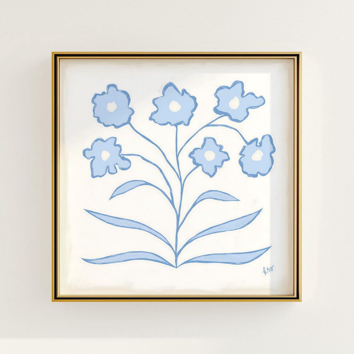 Blue And White Floral Botanical Poster Grandmillennial Southern Art ...