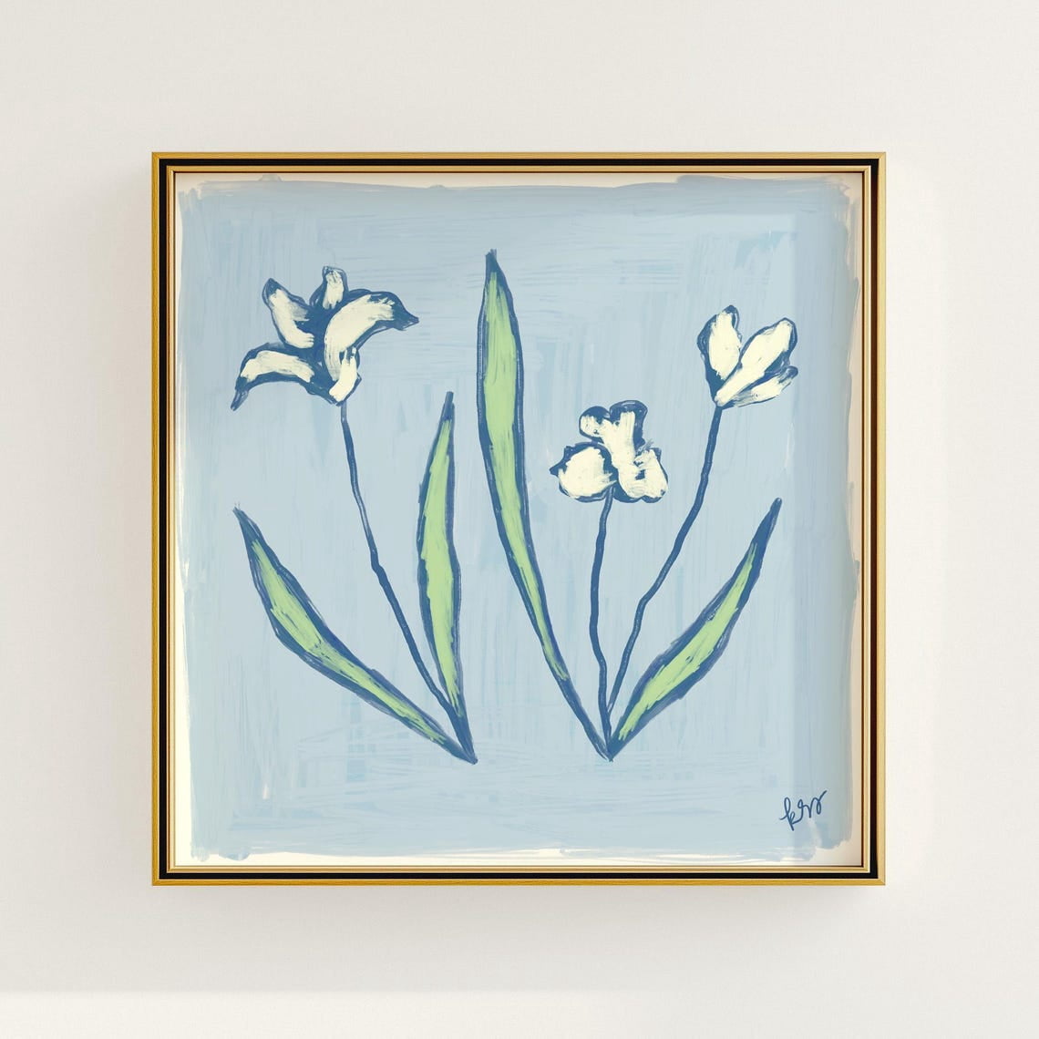 Blue And White Floral Botanical Poster Grandmillennial Southern Art V2 ...