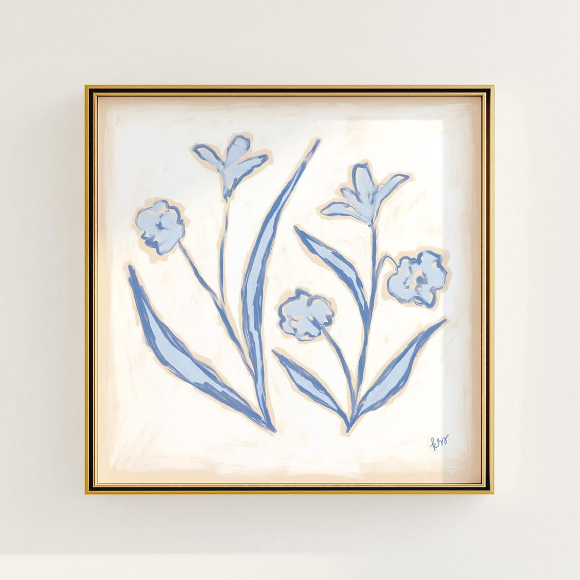 Blue And White Floral Botanical Poster Grandmillennial Southern Art V4 ...