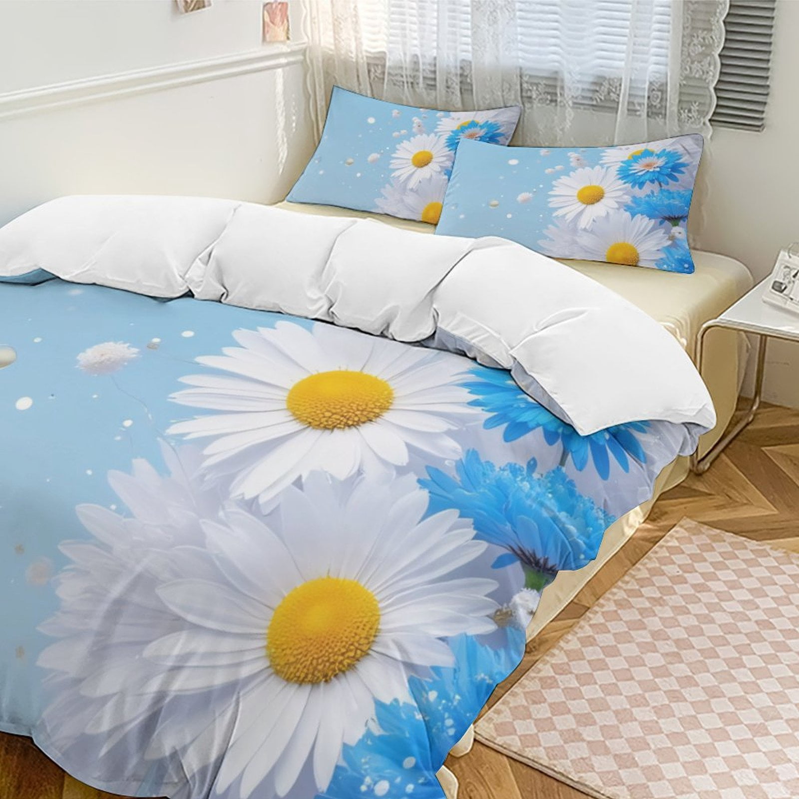 Blue And White Floral Bouquet Duvet Cover Set Bedding Set Polyester ...