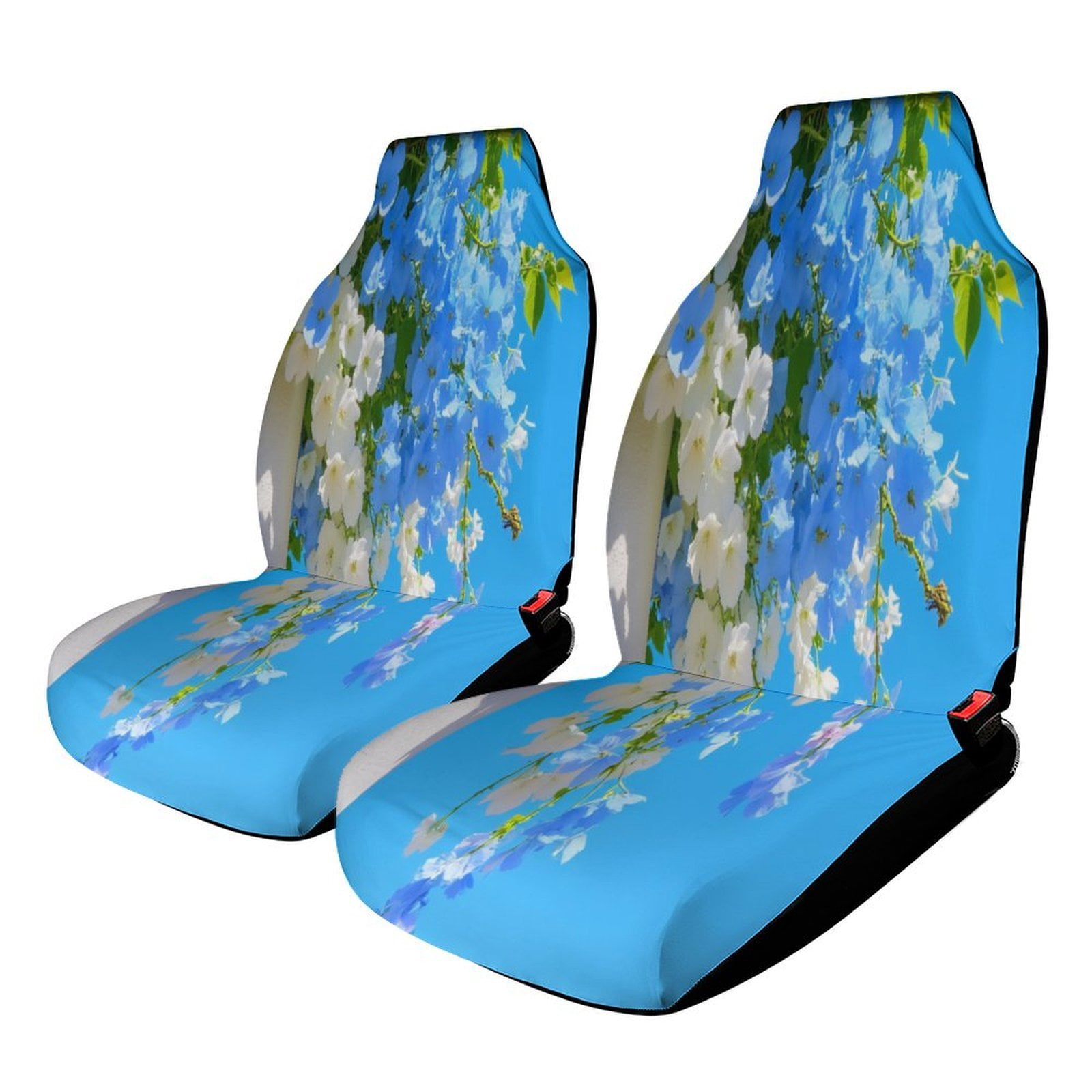 Blue And White Floral Cascade Car Seat Covers,Universal Auto Front ...