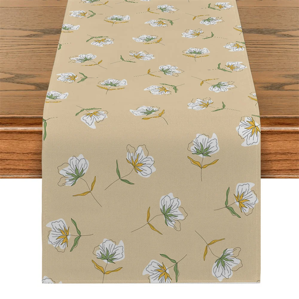 Blue And White Floral Table Flag Simple Daisy Plant Children'S Table ...