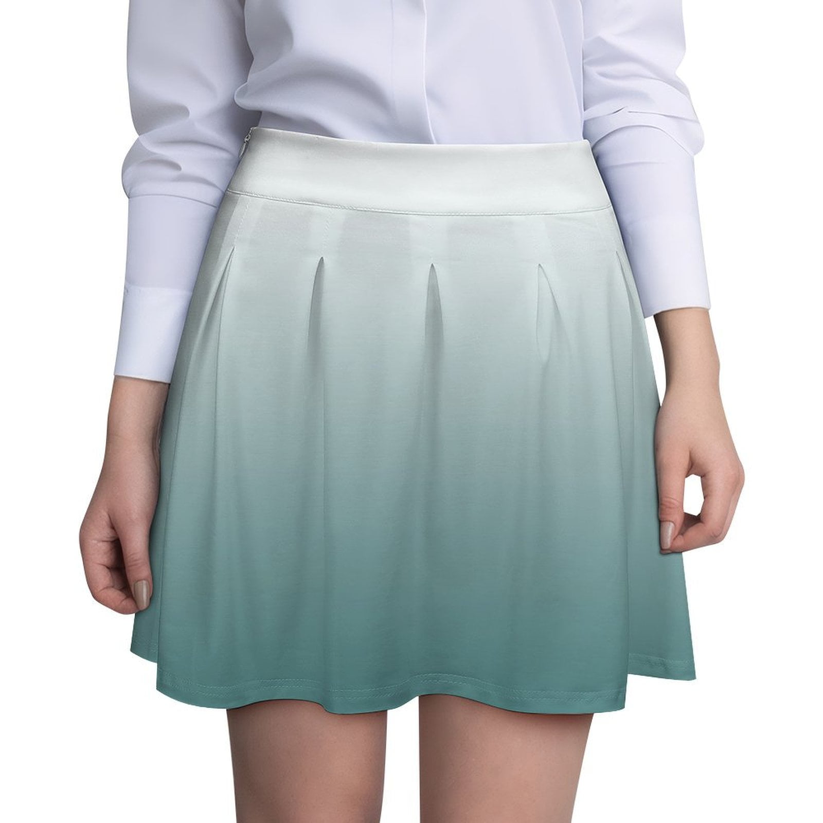 Blue And White Gradient Women's Casual Mini Skirt Invisible Zipper ...