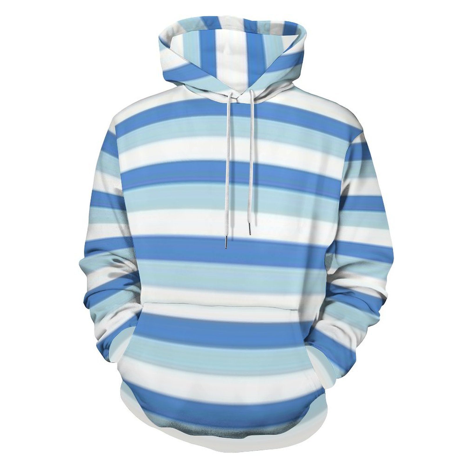 Blue And White Horizontal Stripes Hoodie Men Women Sports Shirt Loose ...