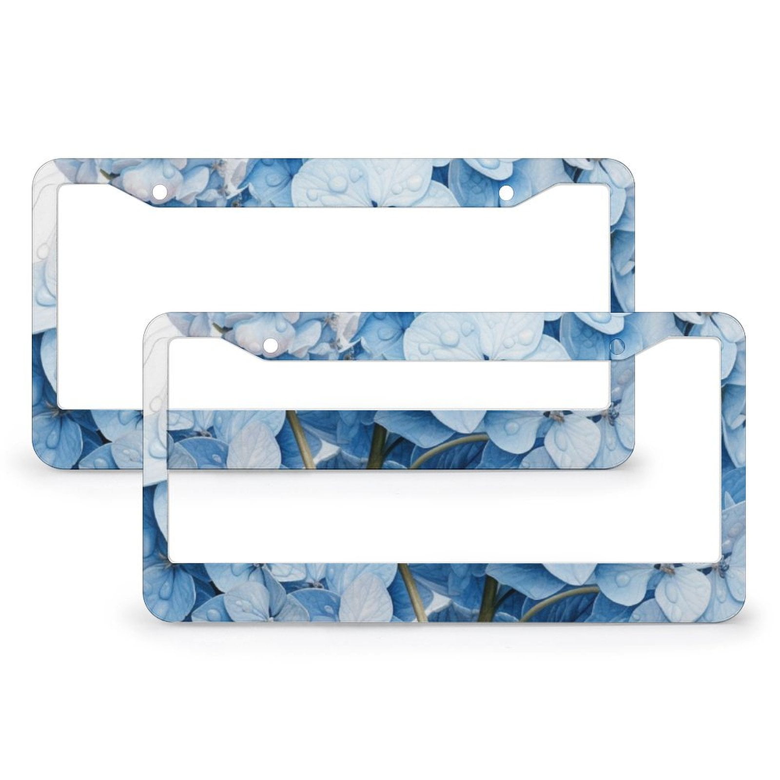 Blue And White Hydrangea License Plate Frame 2 Pcs Set Floral ...