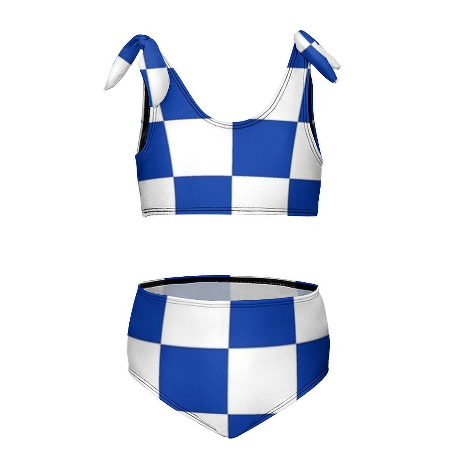 Blue And White Kentucky Checkerboard Girl's 2 Piece Bikini Set Beach ...