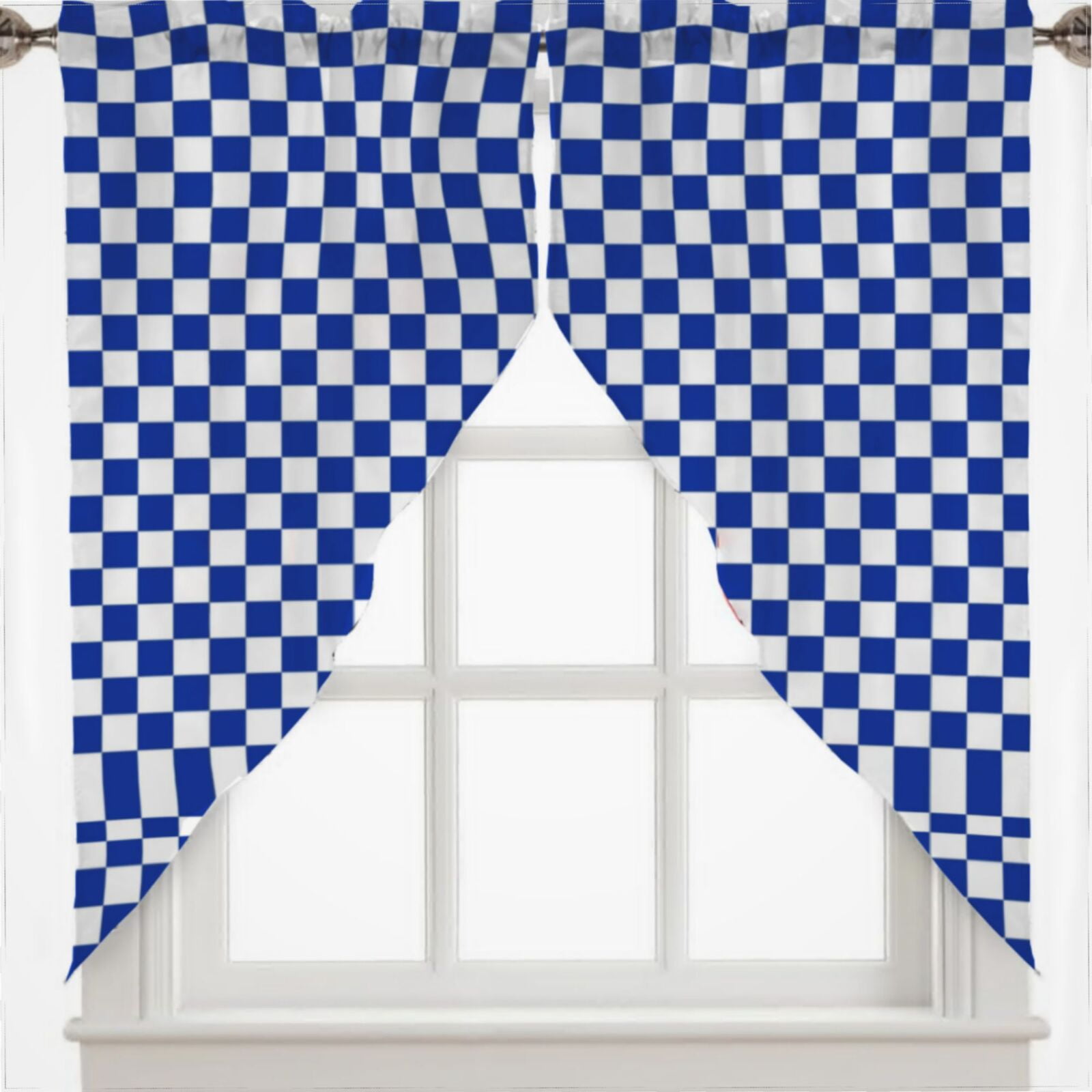 Blue And White Kentucky Checkerboard Swag Valances For Windows 2 Pack ...