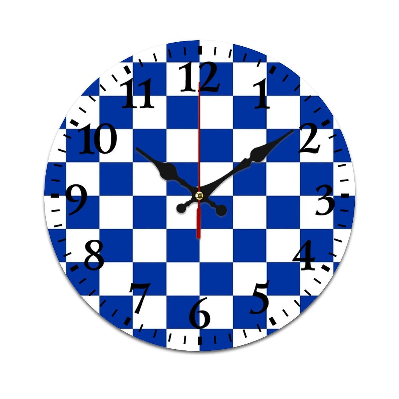 Blue And White Kentucky Checkerboard Wall Clock Modern Design Clocks ...
