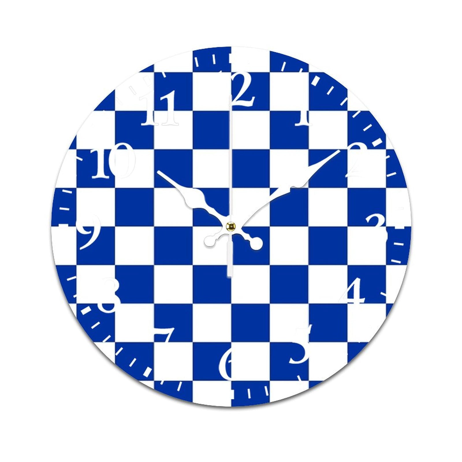 Blue And White Kentucky Checkerboard Wall Clock Modern Design Clocks ...