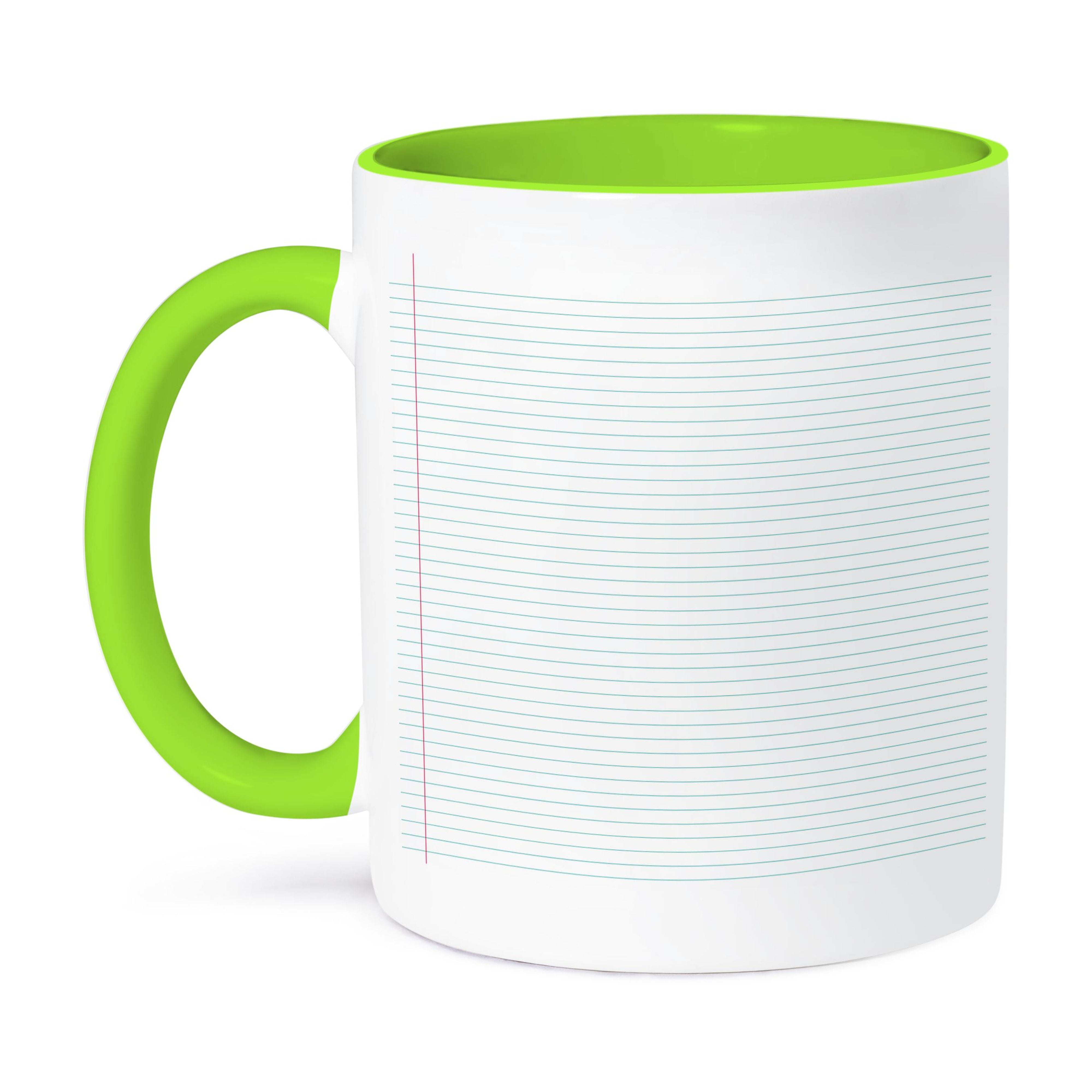 Blue And White Lined Paper Effect, 15oz Two-Tone Green Mug - Walmart.com