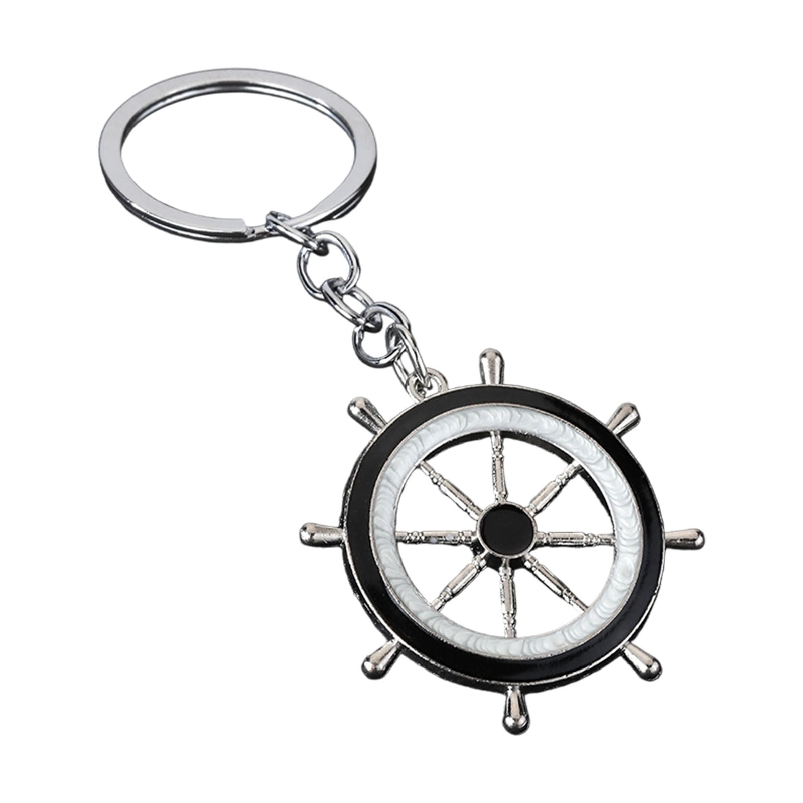 Blue And White Marine Inspired Keychain Incorporating Anchors And Helm ...