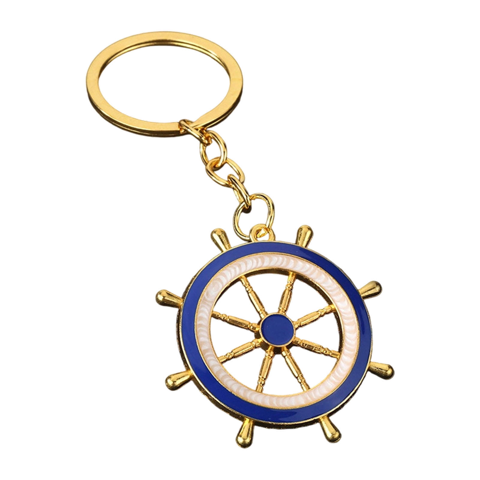 Blue And White Marine Inspired Keychain Incorporating Anchors And Helm ...
