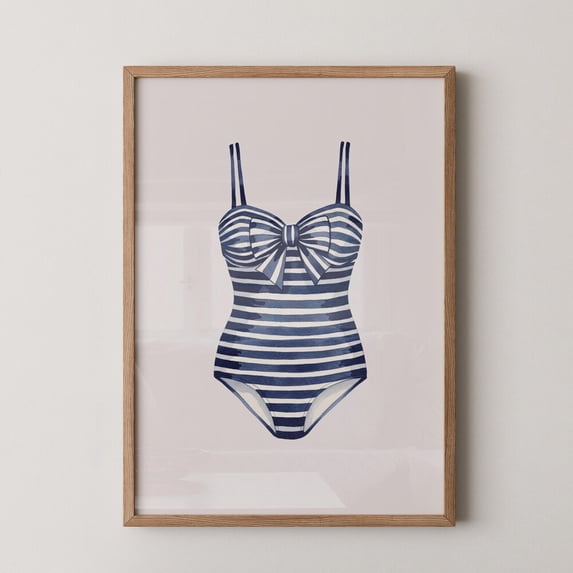 Blue And White Painted Swimsuits Lake House Art Hale Navy Wall Art ...