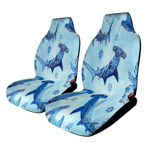 Blue And White Porcelain Hammerhead Shark Car Seat Covers Front Seats ...