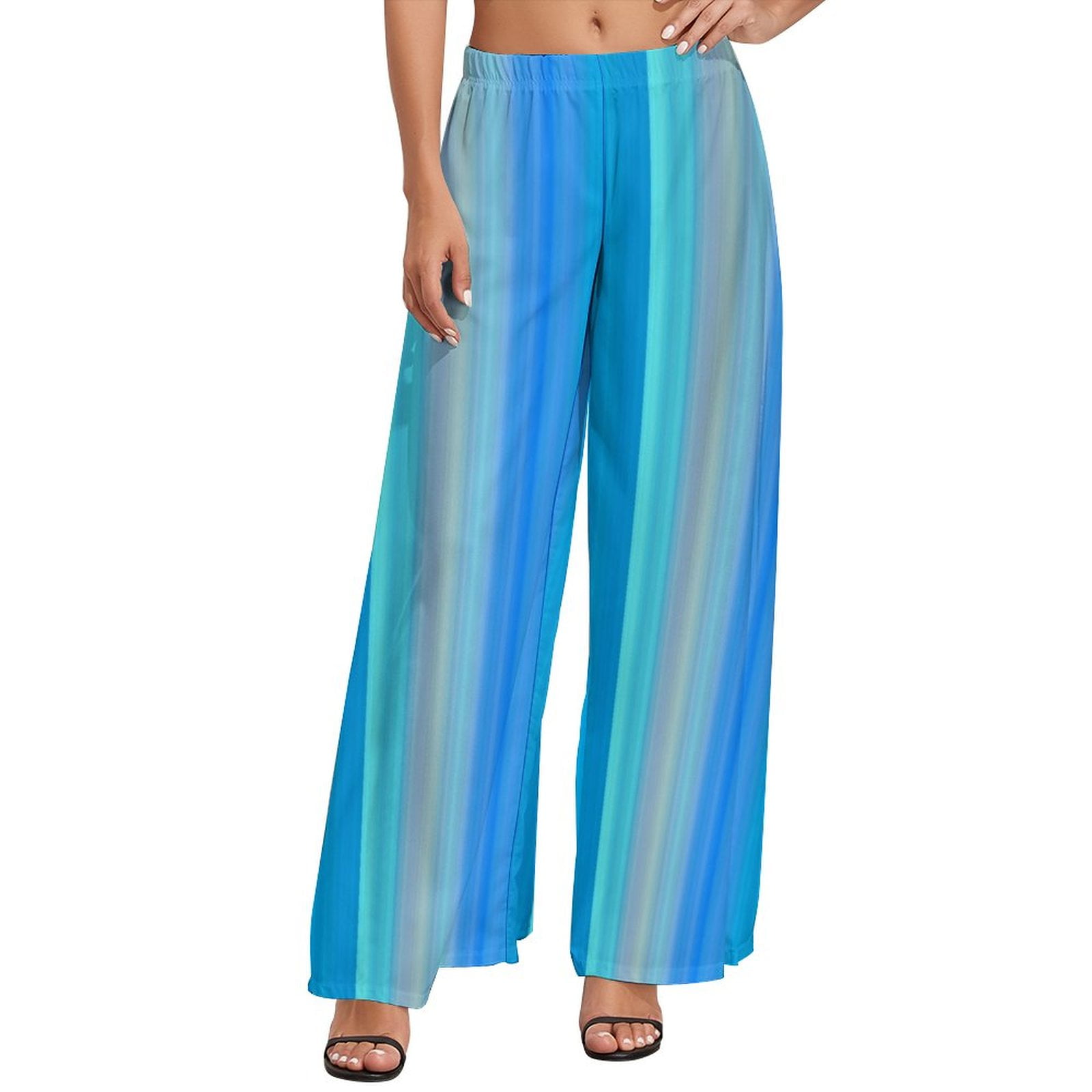 Blue And White Striped Pants Female Colorful Lines Print Streetwear ...