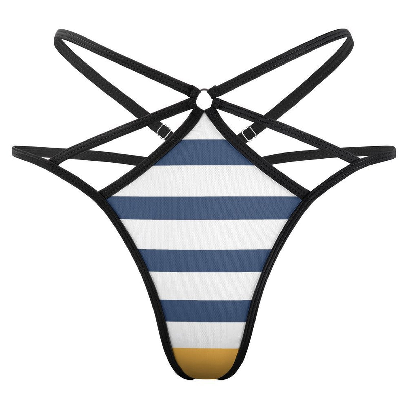 Blue And White Stripes with Yellow Open Type Women's Panties Crotch ...