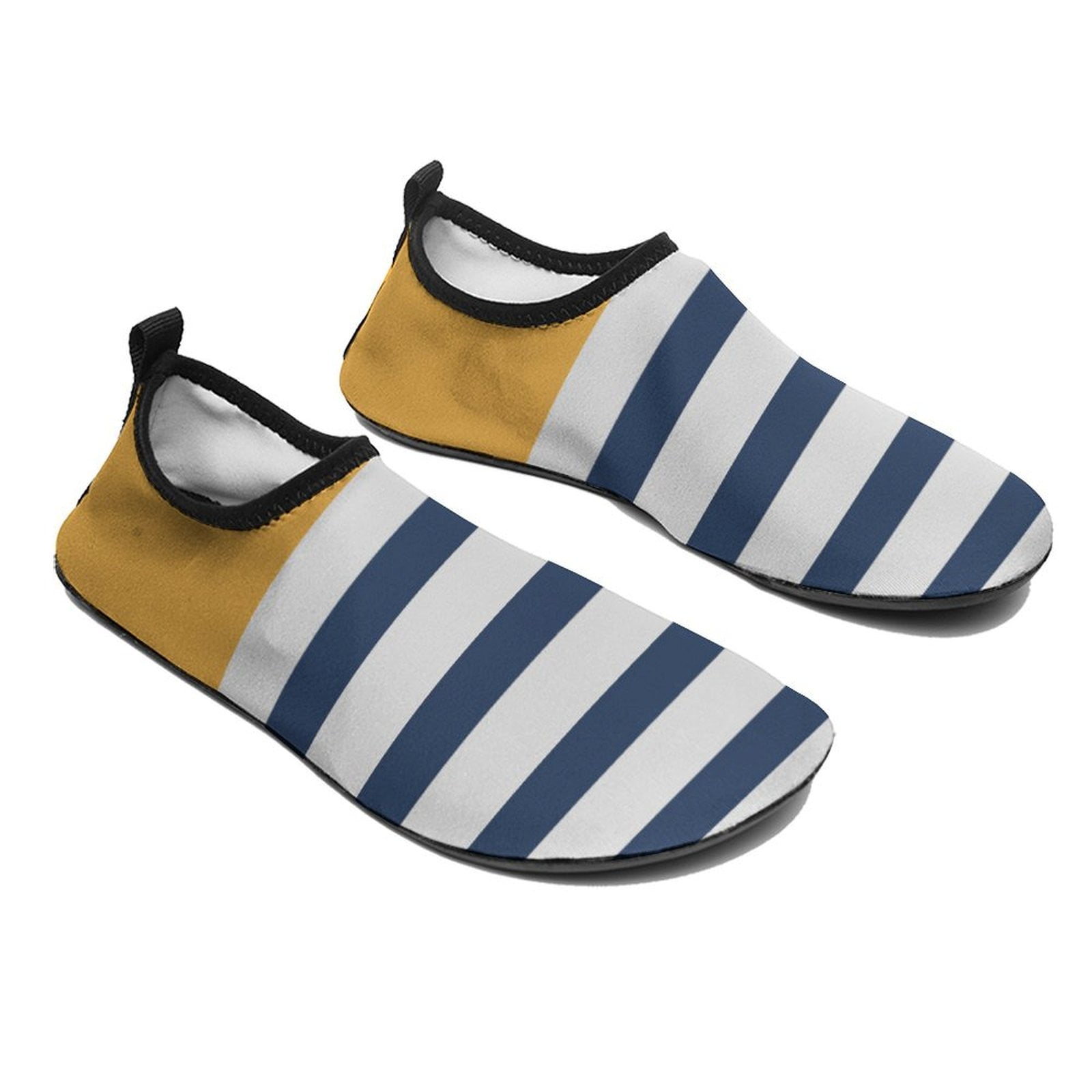 Blue And White Stripes with Yellow Water Shoes Beach Slip-on Shoes for ...